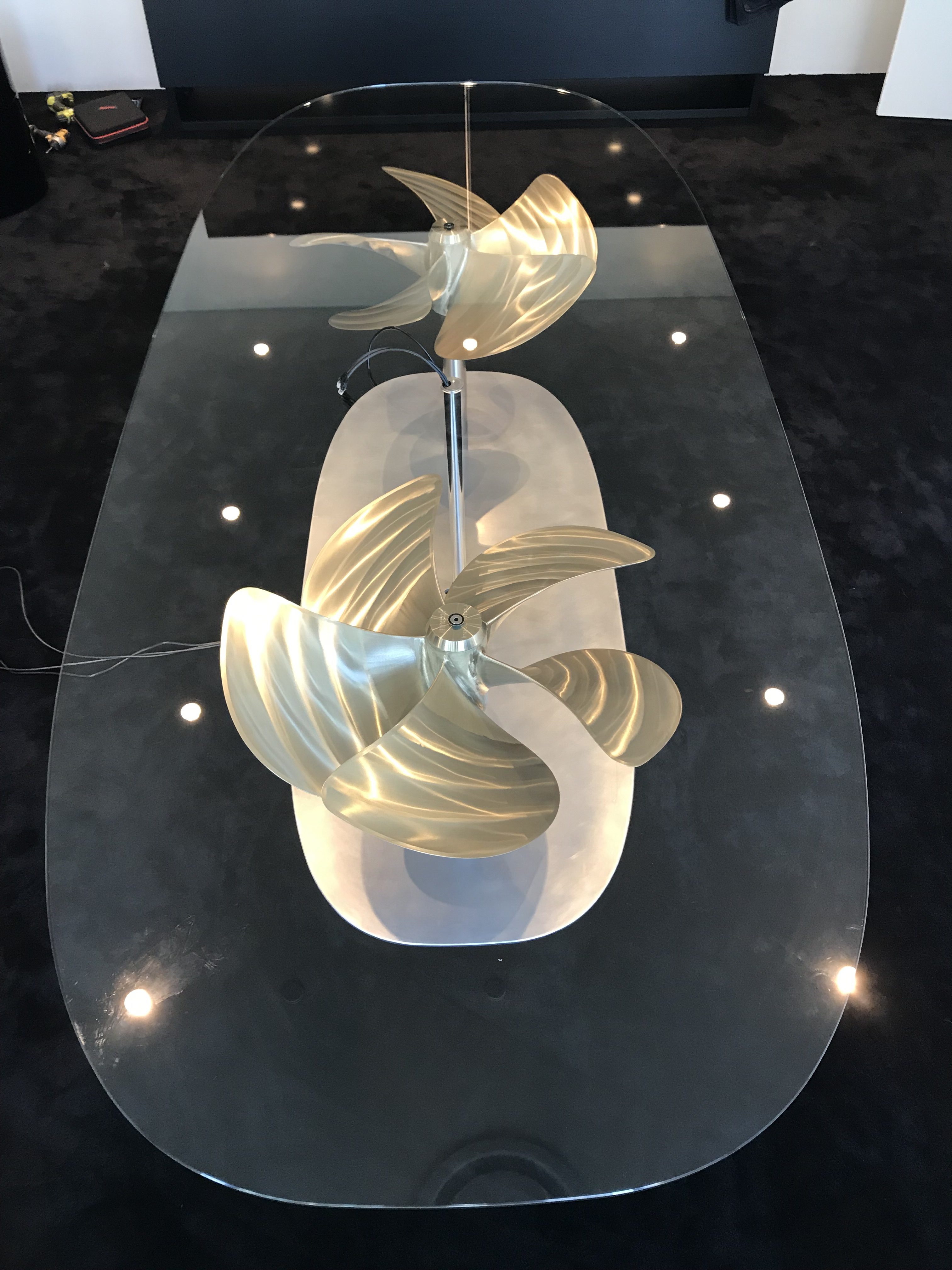 Glass and Propeller table - Boardroom edition